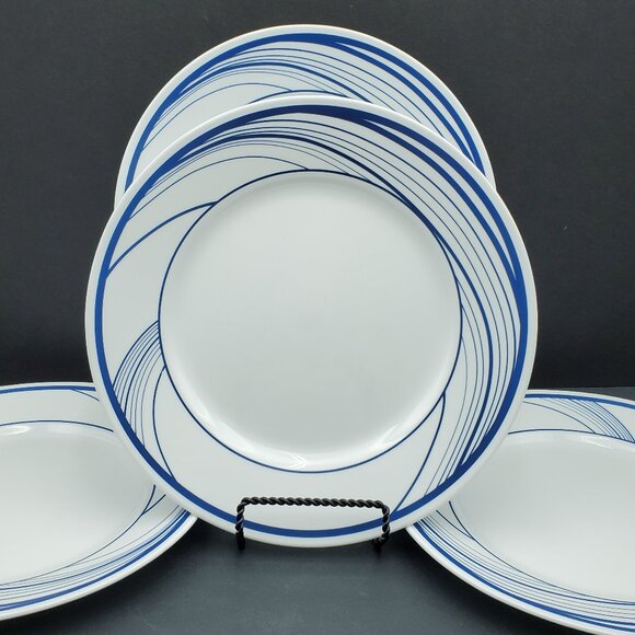Corelle | Dining | Corelle Flo Dinner Plates Corning Blue Bands Swirl ...